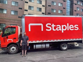 Staples delivery truck with health and safety